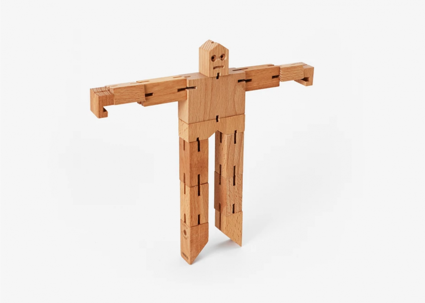 Cubebot - Orange Wooden Robot Toy (micro)