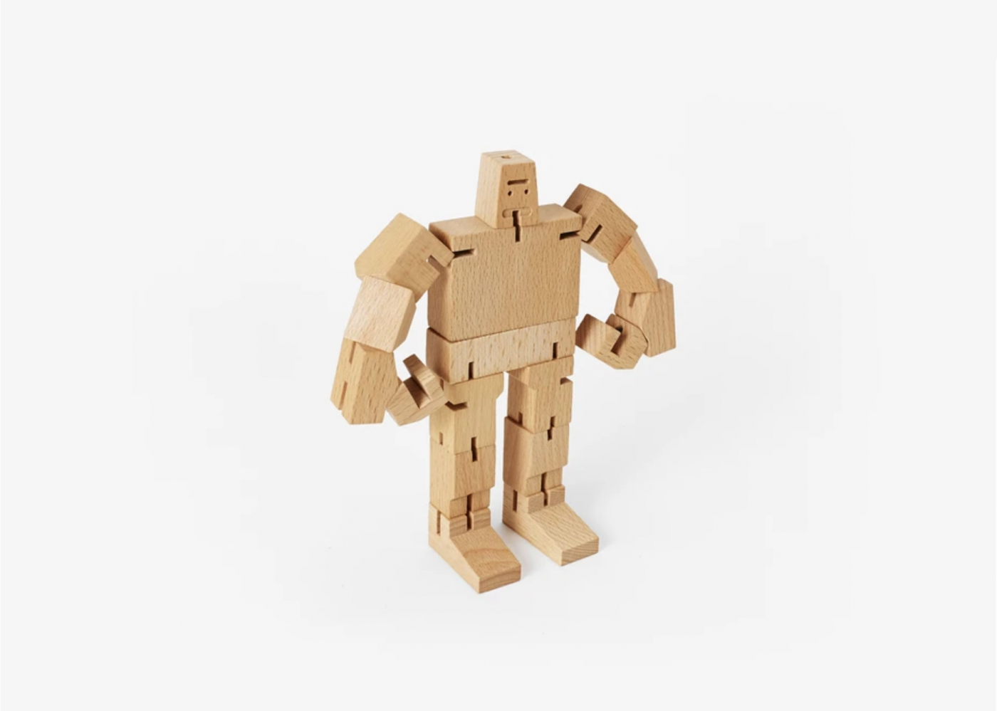 Cubebot - Yellow Wooden Robot Toy (micro)
