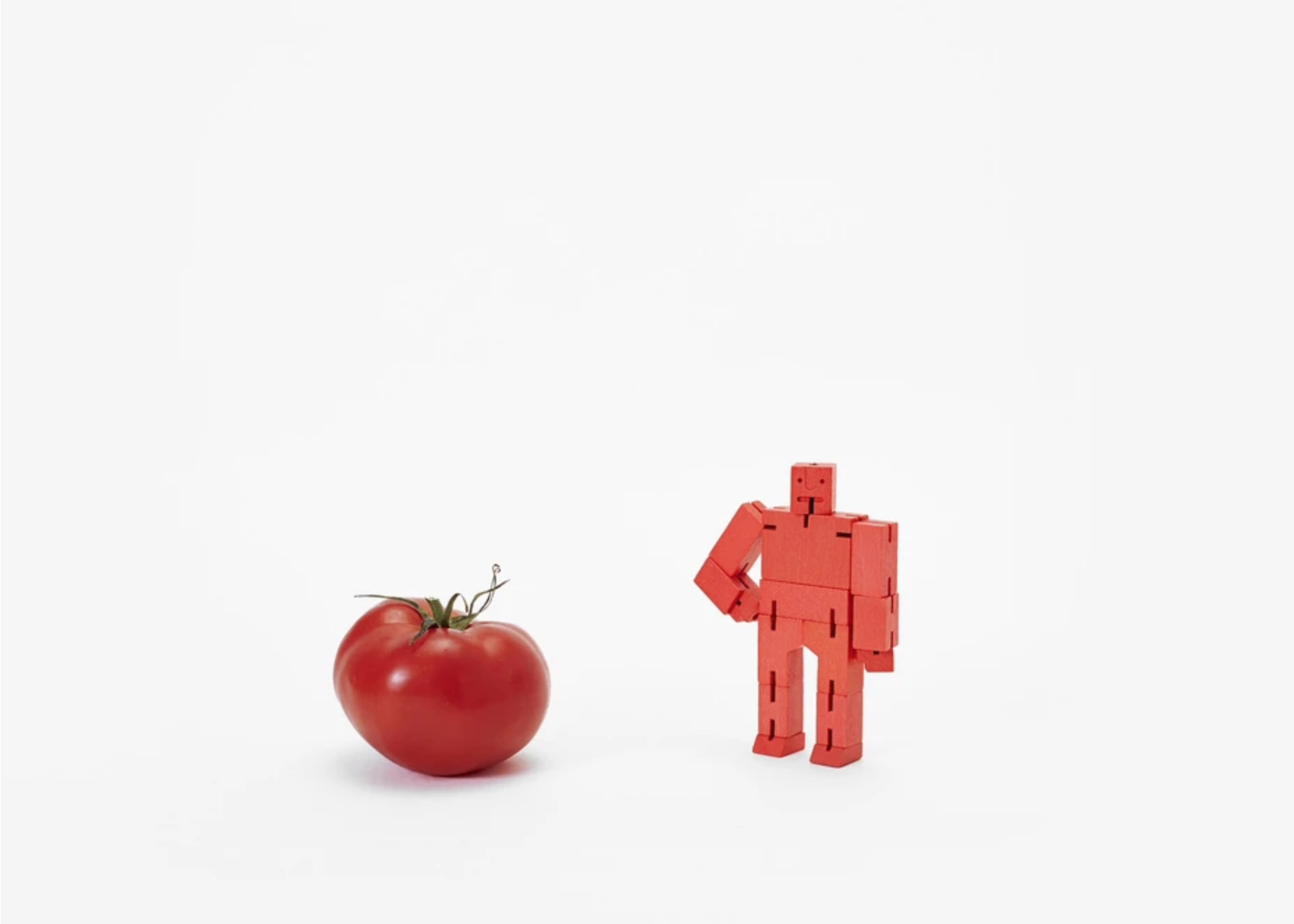 Cubebot - Red Wooden Robot Toy (micro)